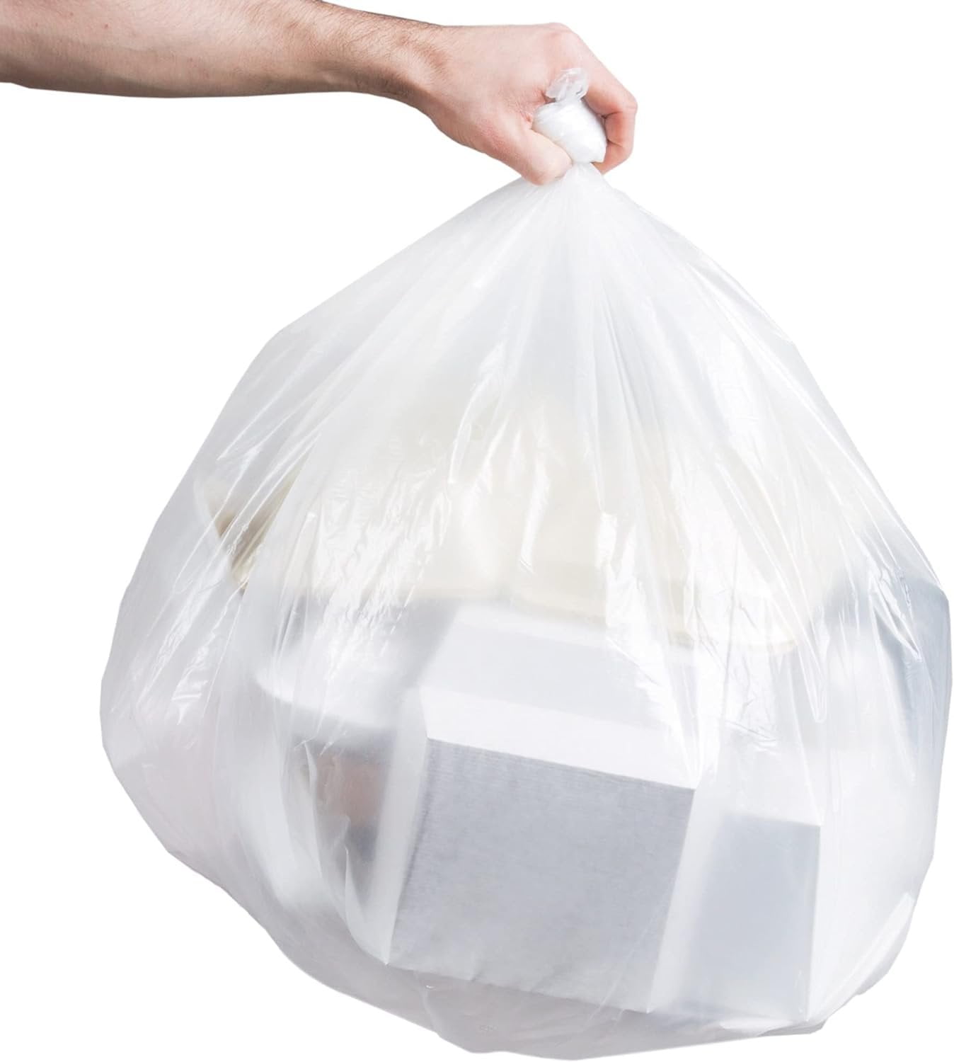 Pack of 2000 Clear Trash Bags 20 x 22. Thickness 6 Micron. High Density ...