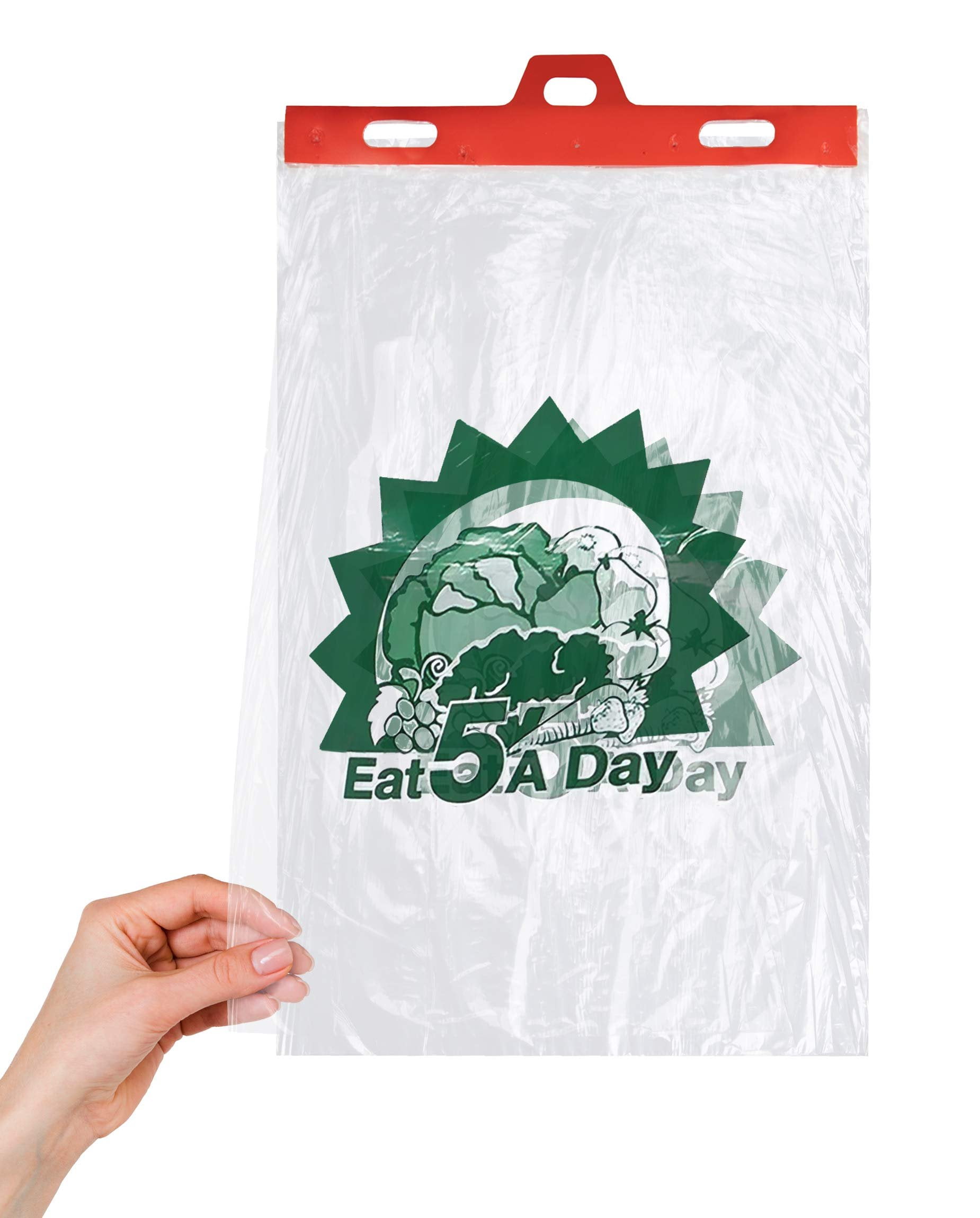 Clear Produce Bags on Headers, 0.55 Mil Eat 5 A Day, 2000 Count, 11 x ...
