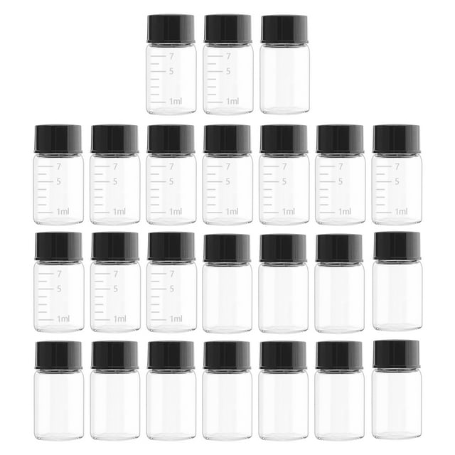 Pack of 24 Glass Vials with Lids Clear Glass Sample Vials with Screwcap ...