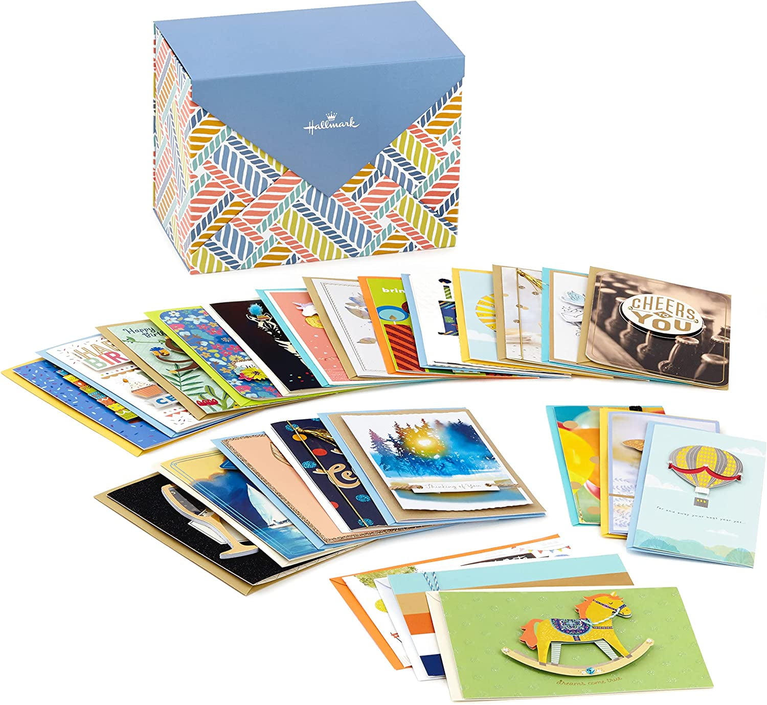 Pack of 24 Handmade Assorted Boxed Greeting Cards, Herringbone Pattern ...