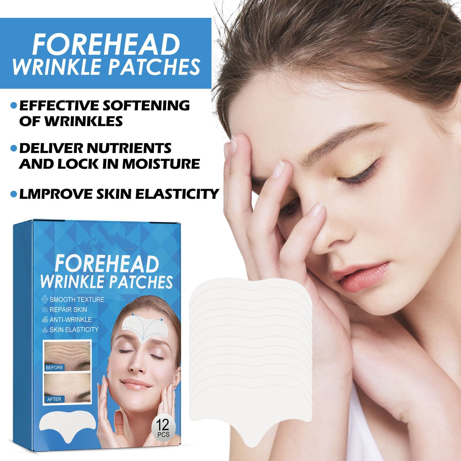 Pack Of 24 Hydrogel Plasters Forehead,Non-Wrinkle Plasters Face With ...
