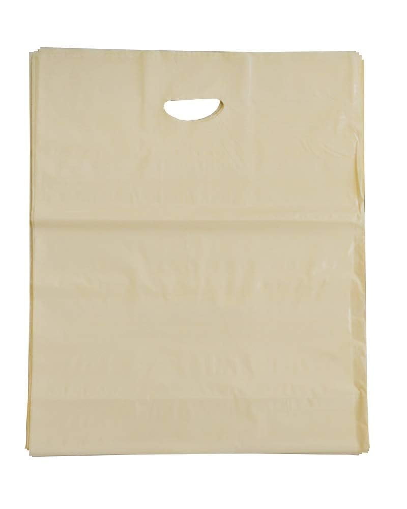 Pack of 250 Ivory Shopping Bags with Die Cut Handle 20 x 20 x 5 ...