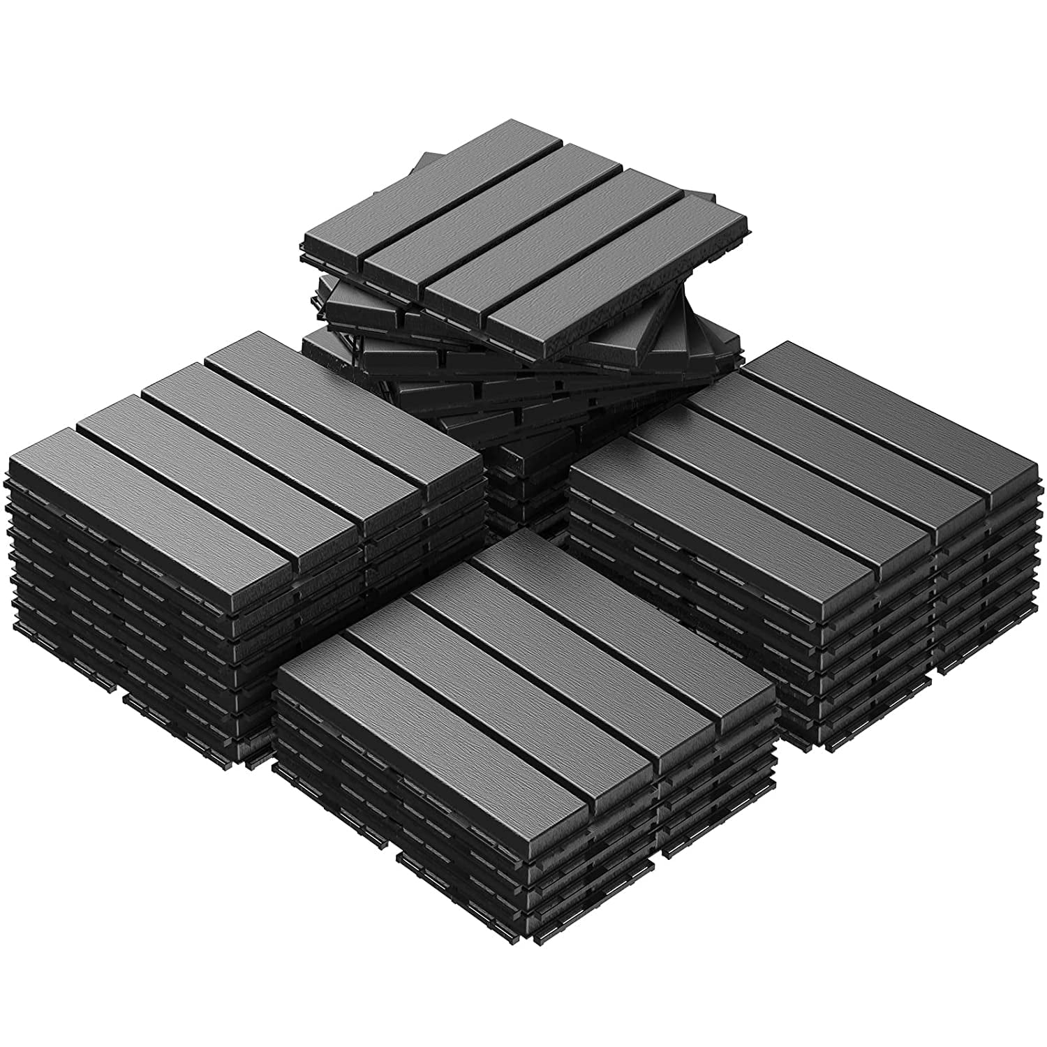 Pack of 27 Interlocking Deck Tiles, Plastic Patio Deck Tile 12"x12 ...