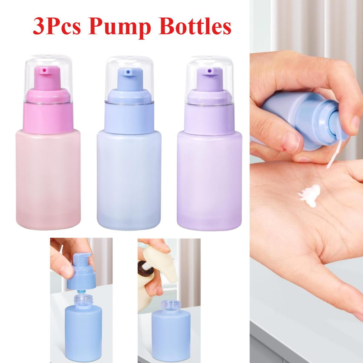 Pack of 3 1oz/30ml Empty Glass Pump Bottle for Oil,Travel Bottles for ...
