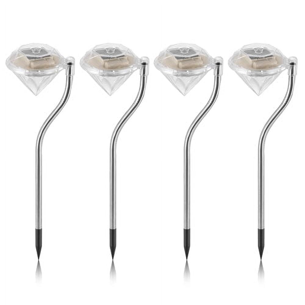 [Pack of 3] 4Pcs Solar Garden Light Outdoor Diamond LED Light 7-Color ...