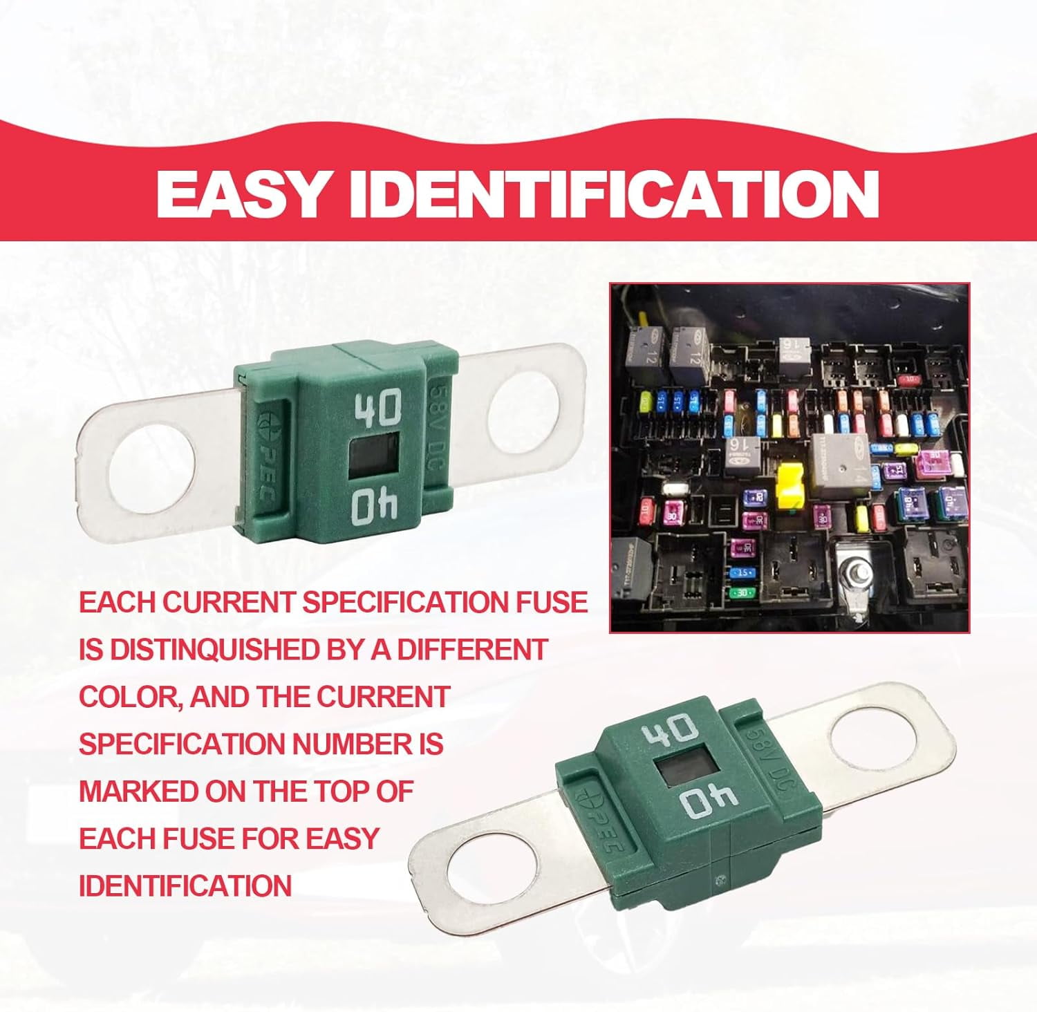 Pack of 3 AMI/Midi Fuse 40 Amp High Current Fuse Bolt-on Fuse, commonly ...