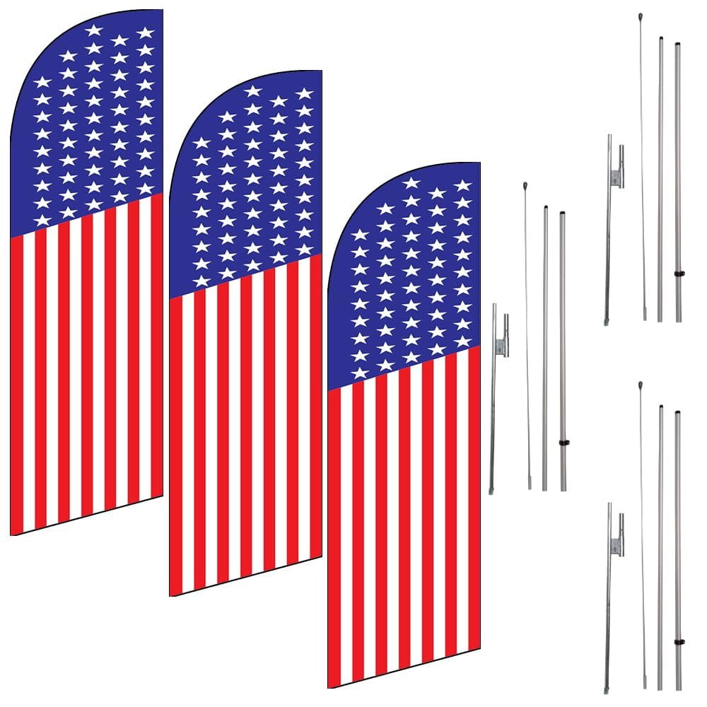 Pack of 3 American Glory 6ft Feather Flags Outdoor Signs with complete ...