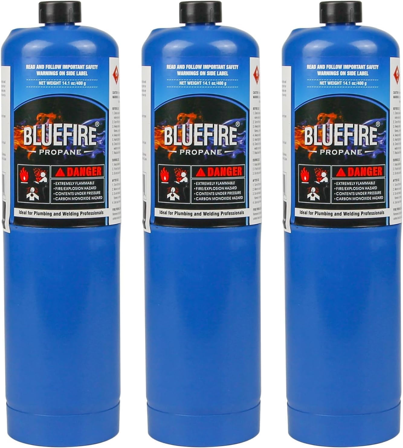 Pack of 3, BLUEFIRE Standard Propane Gas Cylinder Canister Welding ...