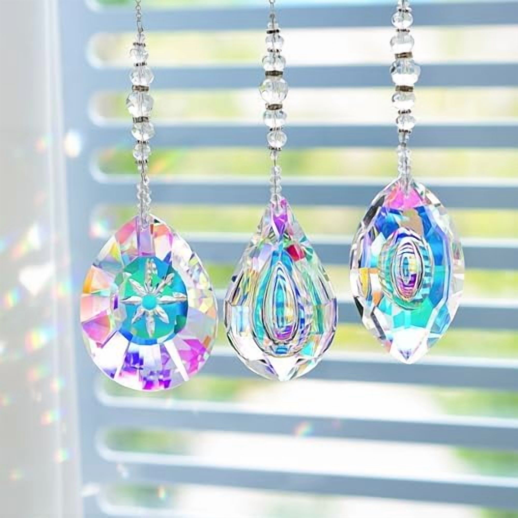 Pack of 3 Crystal Suncatchers,AB Colored Sun Catchers with Crystals for ...