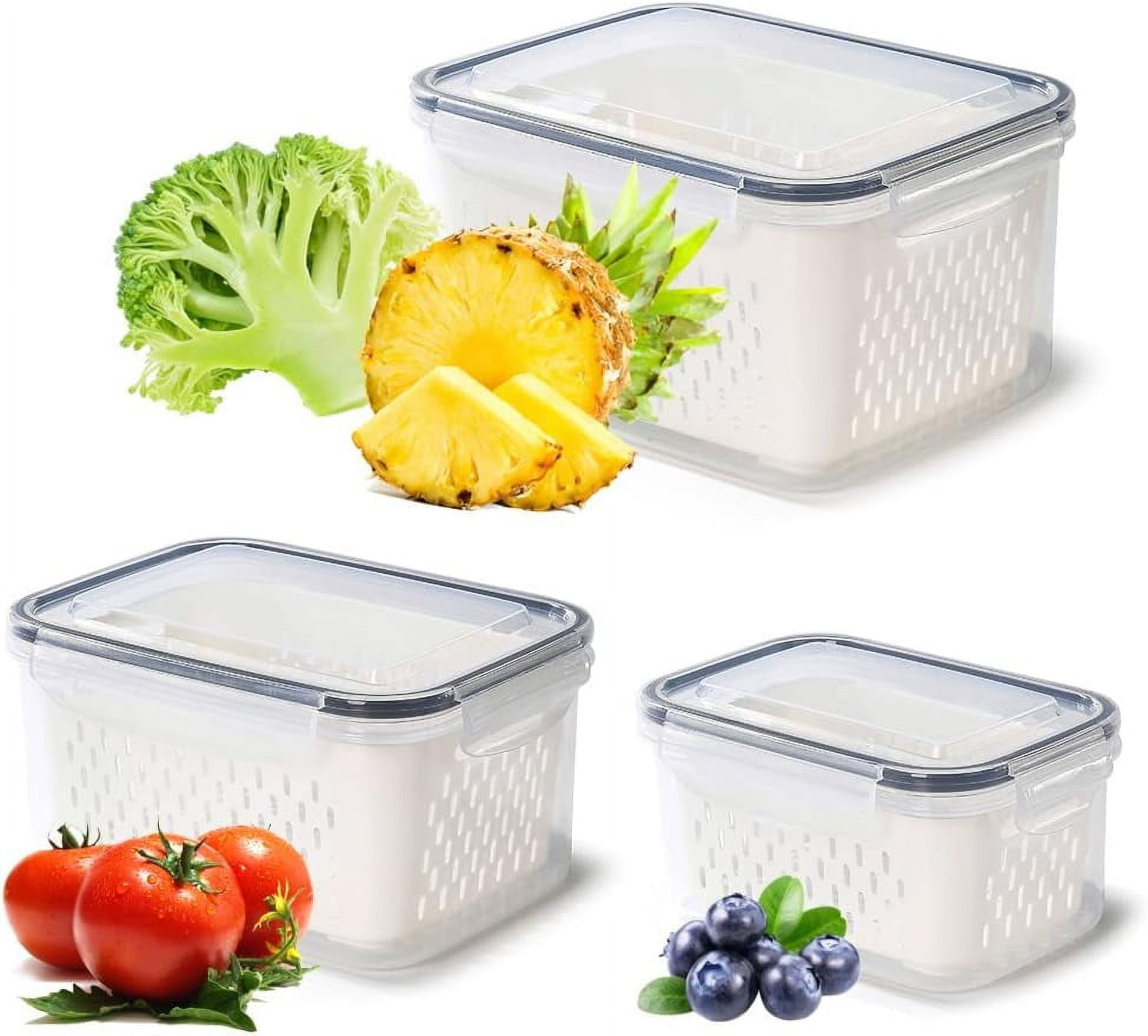 Pack of 3 Fruit Fresh Produce Protector, Grape Container for Fridge ...