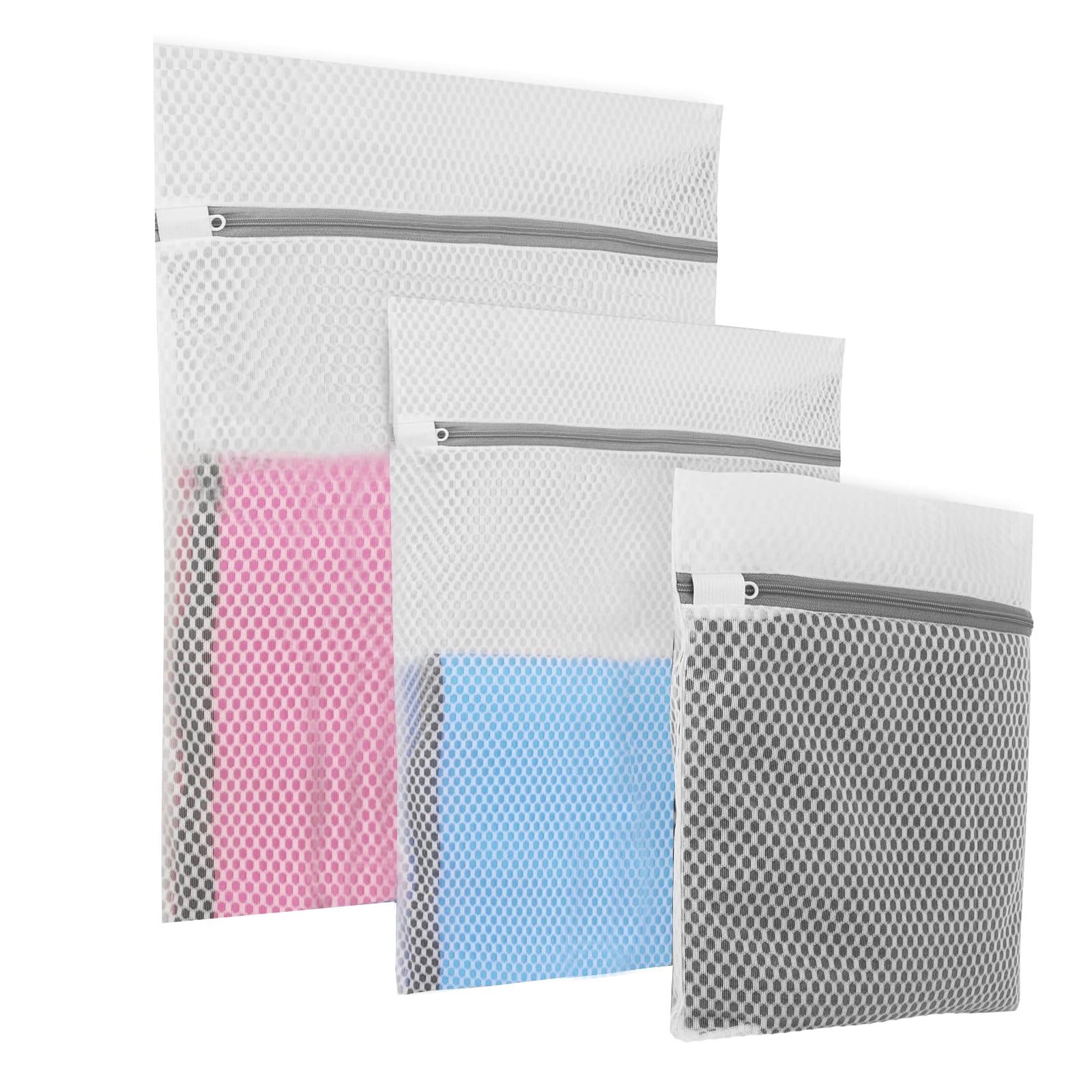 Pack of 3 Mesh Wash Laundry Bag, 125gsm Net Fabric Durable and Reusable ...