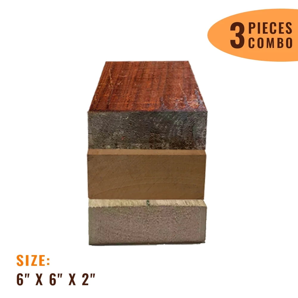 Pack of 3, Multi-species Hardwood Bowl Turning Wood Blanks - 6"x 6"x 2 ...