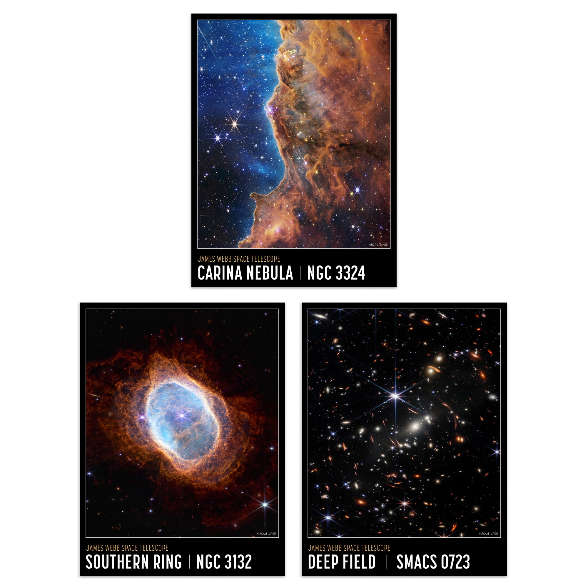 Pack of 3 NASA James Webb Space Telescope Images Cosmic Cliffs Carina ...