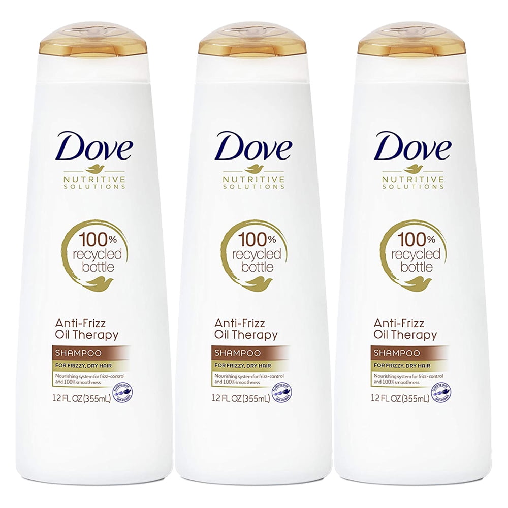 Pack of 3 New Dove Nutritive Solutions Anti Frizz Shampoo for Frizzy, Tangled Hair Oil Therapy ...