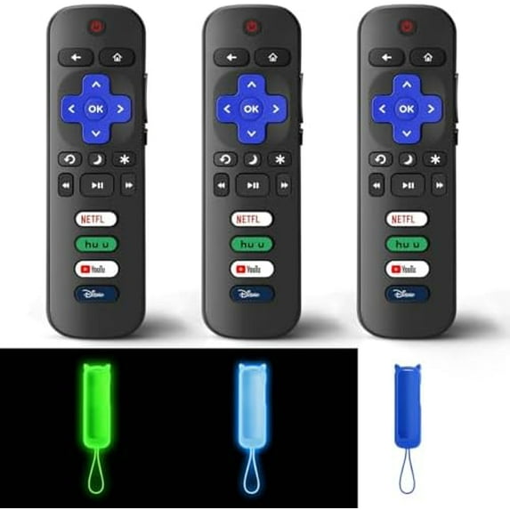 (Pack of 3) Replacement Remote Only for Roku TV with Soft Protective ...