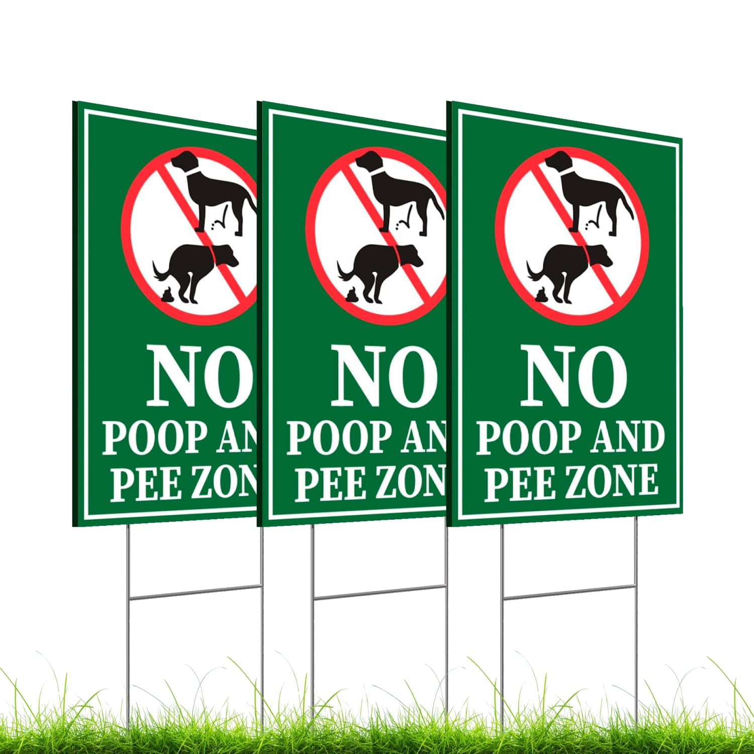 Pack of 3 No SSF20 Poop and Pee Yard Plastic Signs with Stakes 12x8 ...