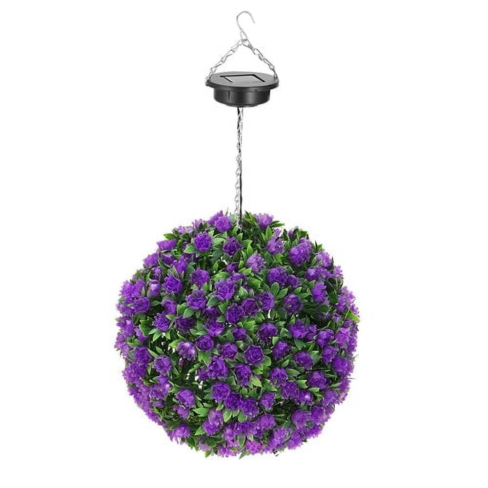 [Pack of 3] Solar Powered Topiary Ball 20 LED Lights Artificial Rose ...