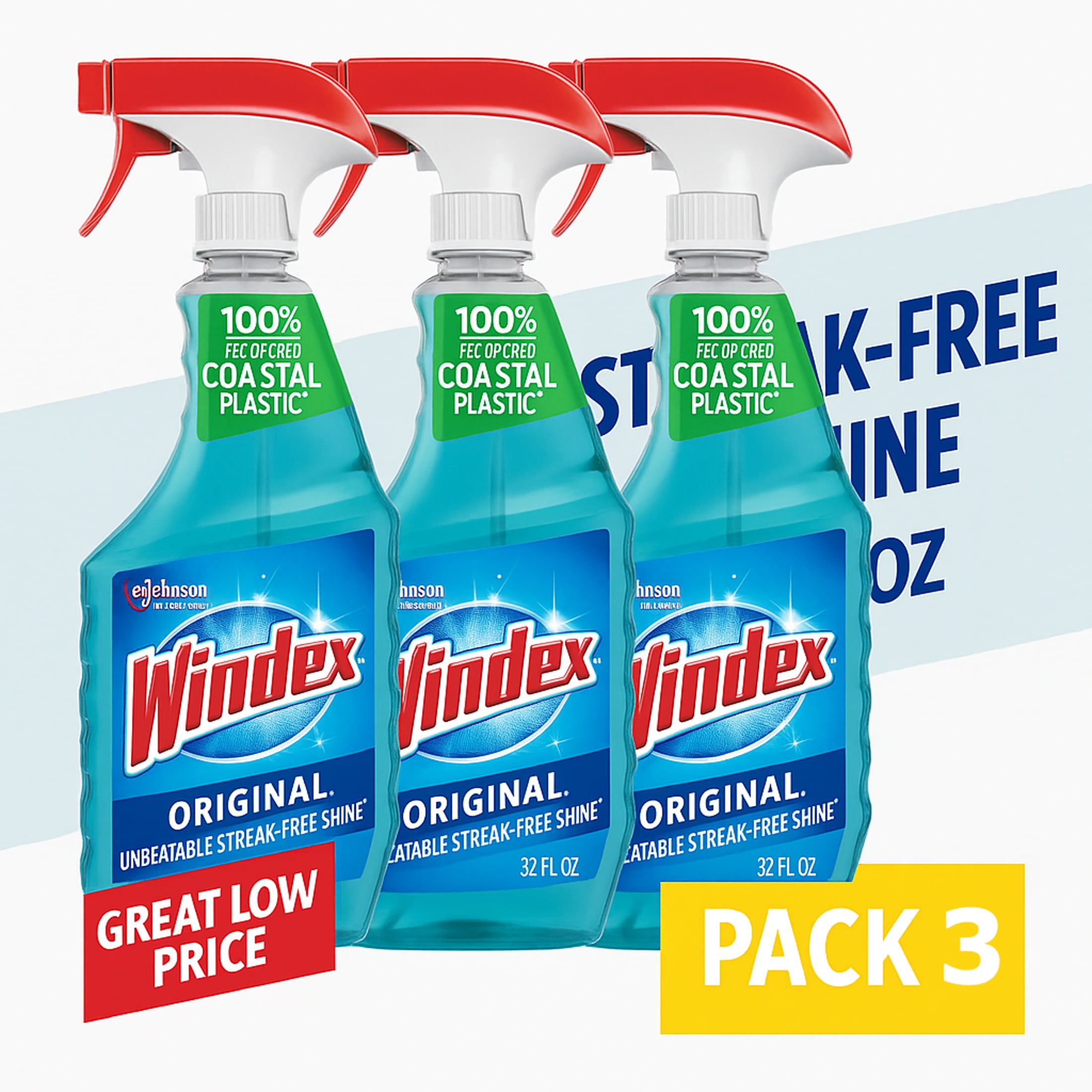 (Pack 3)Windex Glass Cleaner, Original Blue, New Spray Bottle, 32 fl oz - Walmart.com