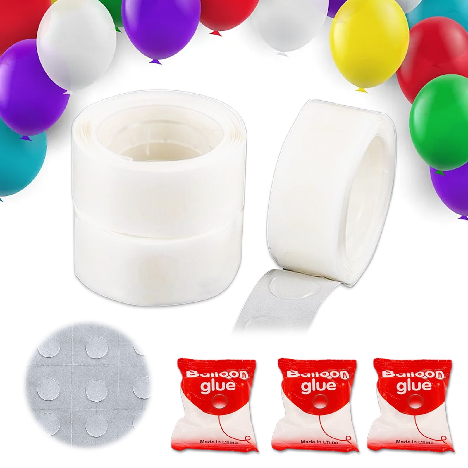 Pack of 300 balloons, double-sided adhesive dots, transparent balloon ...