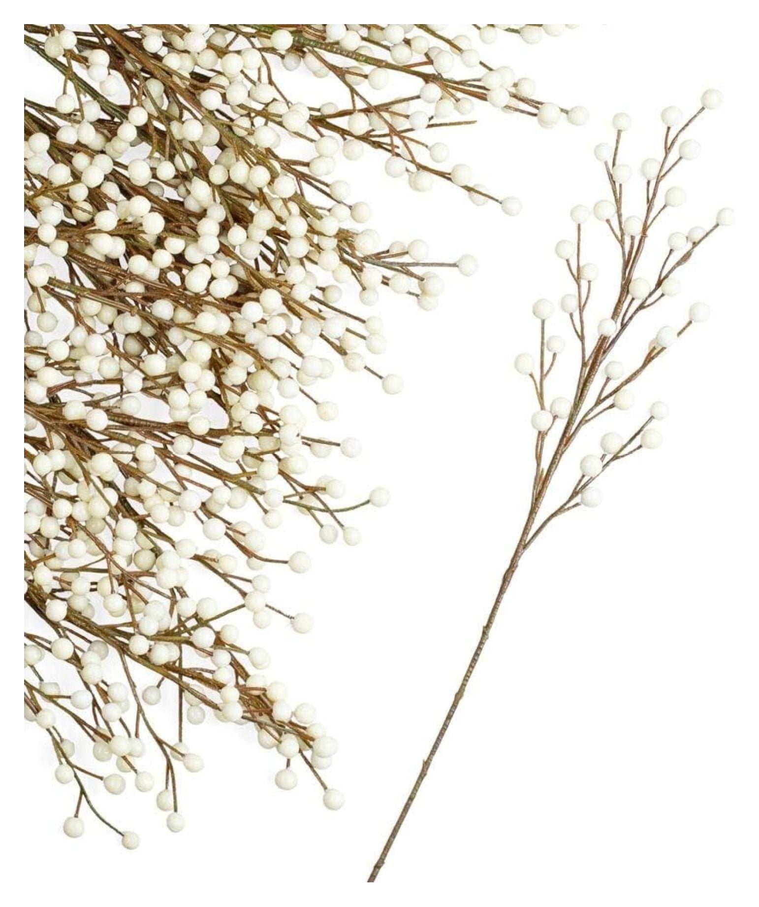 Pack of 36 Artificial Cream Winter White Weatherproof Berry Stem ...