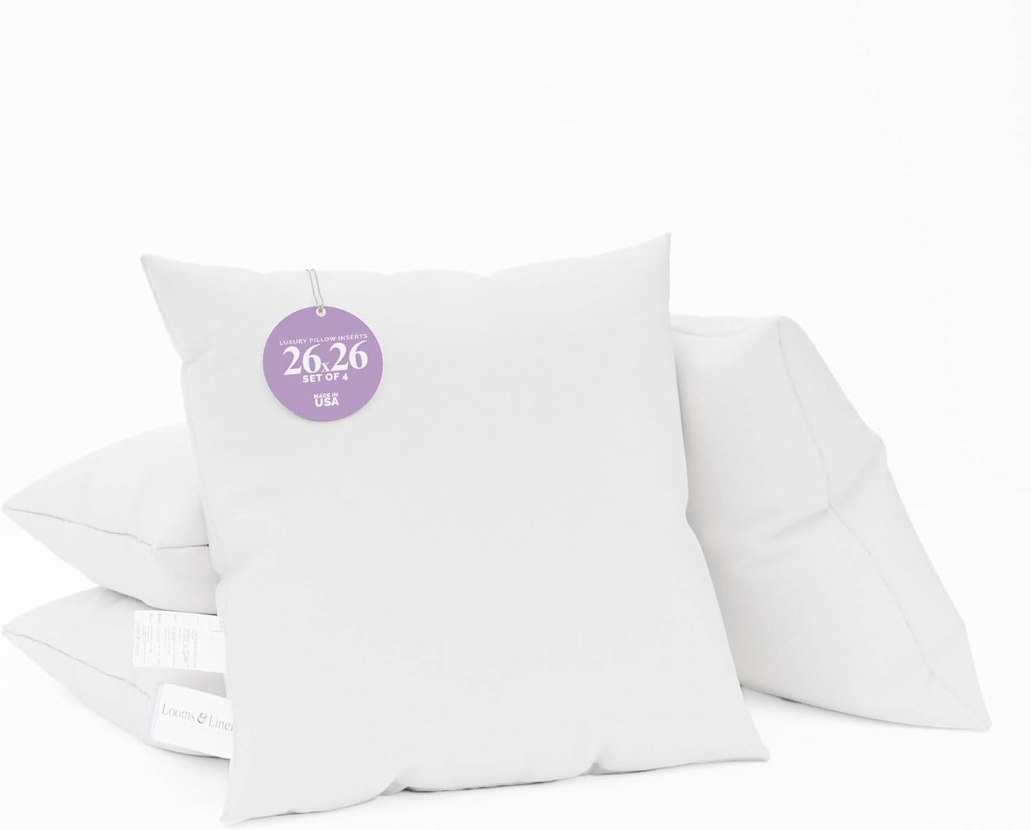 Pack of 4 26 x 26 Pillow Insert Euro Sham Insert with Hypoallergenic ...