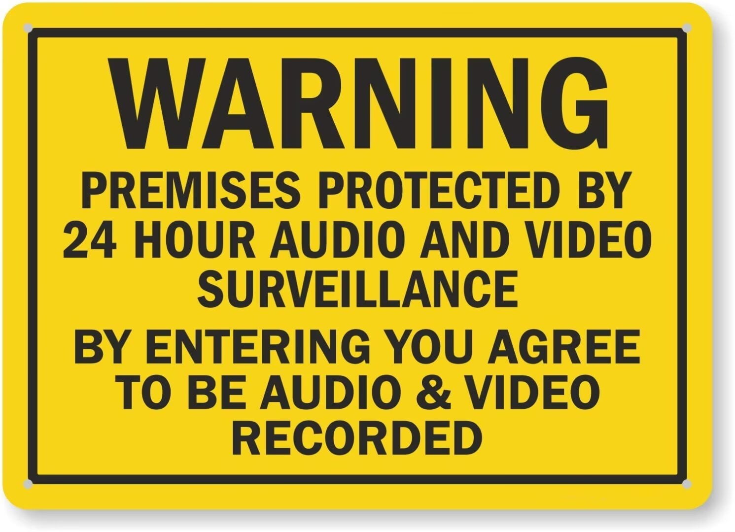 (Pack of 4) 5 x7 inch “Warning - Premises Protected by 24 Hour Audio ...