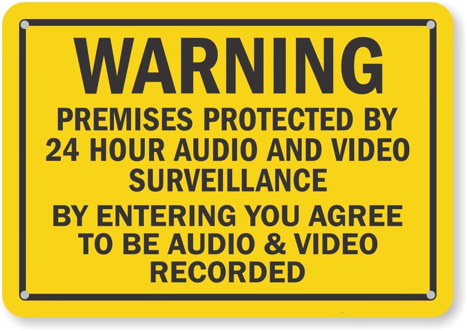 (Pack of 4) 5 x7 inch “Warning - Premises Protected by 24 Hour Audio ...