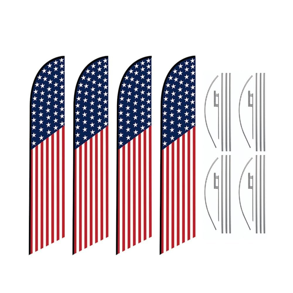Pack of 4 - American US Banner Flag 50 Stars on Top Swooper Outdoor ...