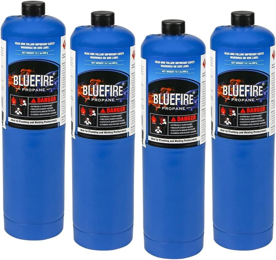 Pack of 4,BLUEFIRE Standard Propane Gas Cylinder Canister Welding ...
