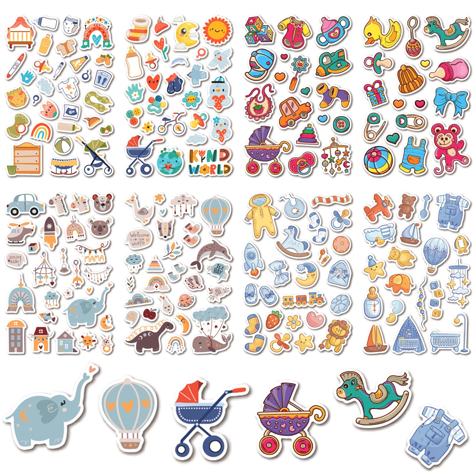 Pack Of 4 Baby Album Stickers, 178 Baby Stickers, Sticker Set For ...