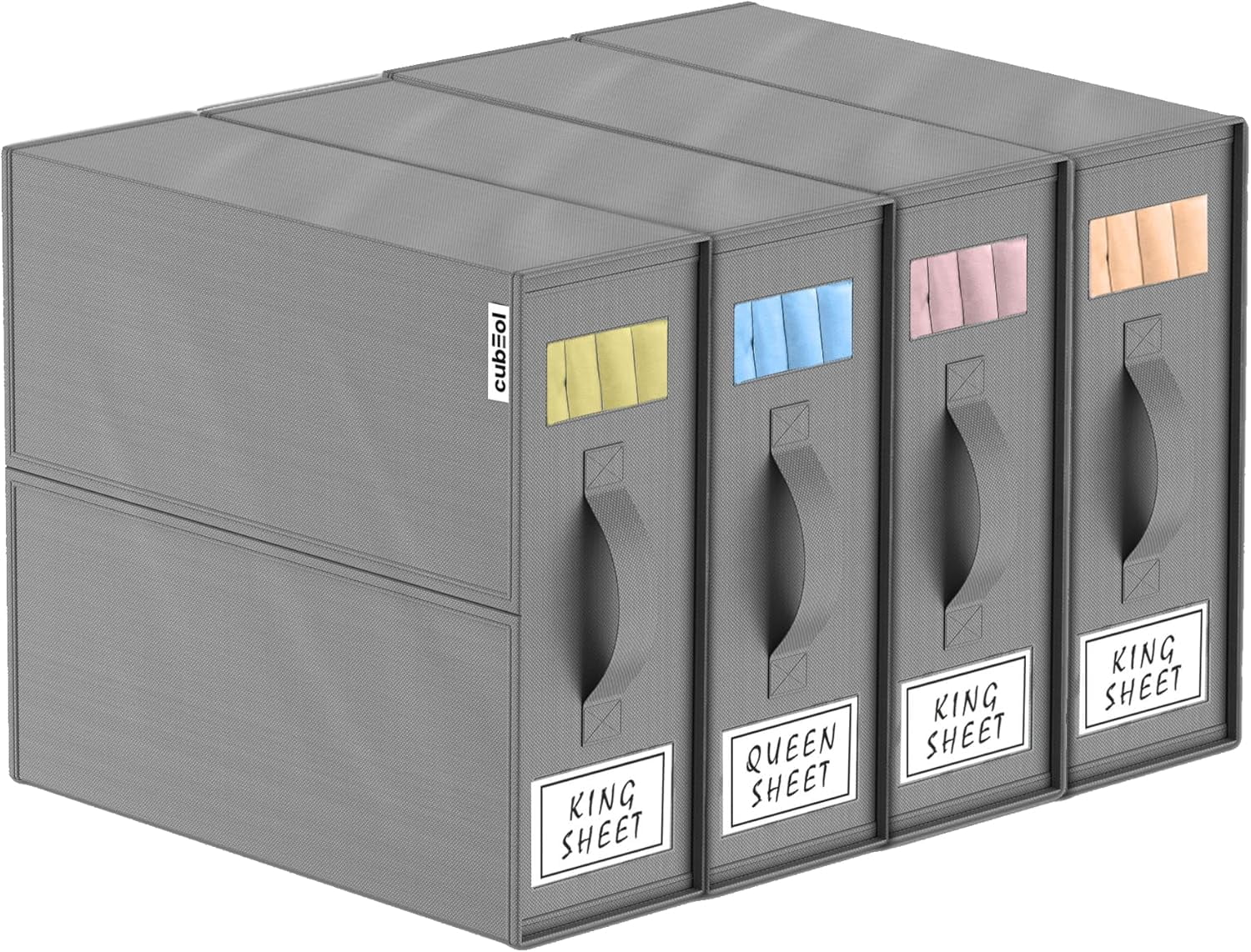 Pack of 4 Bed Sheet Organizers and Storage, Bedding with Window, Zipper ...