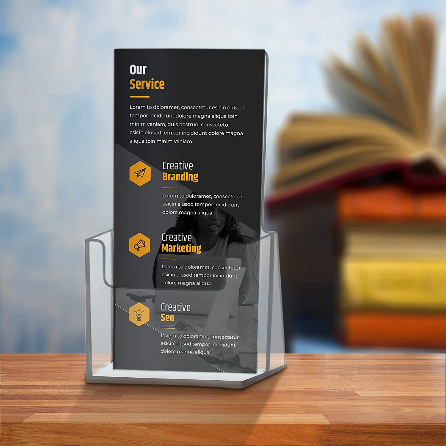 Pack of 4 - Brochure Holder 4” wide x 9” high ’’ Trifold Pages ...