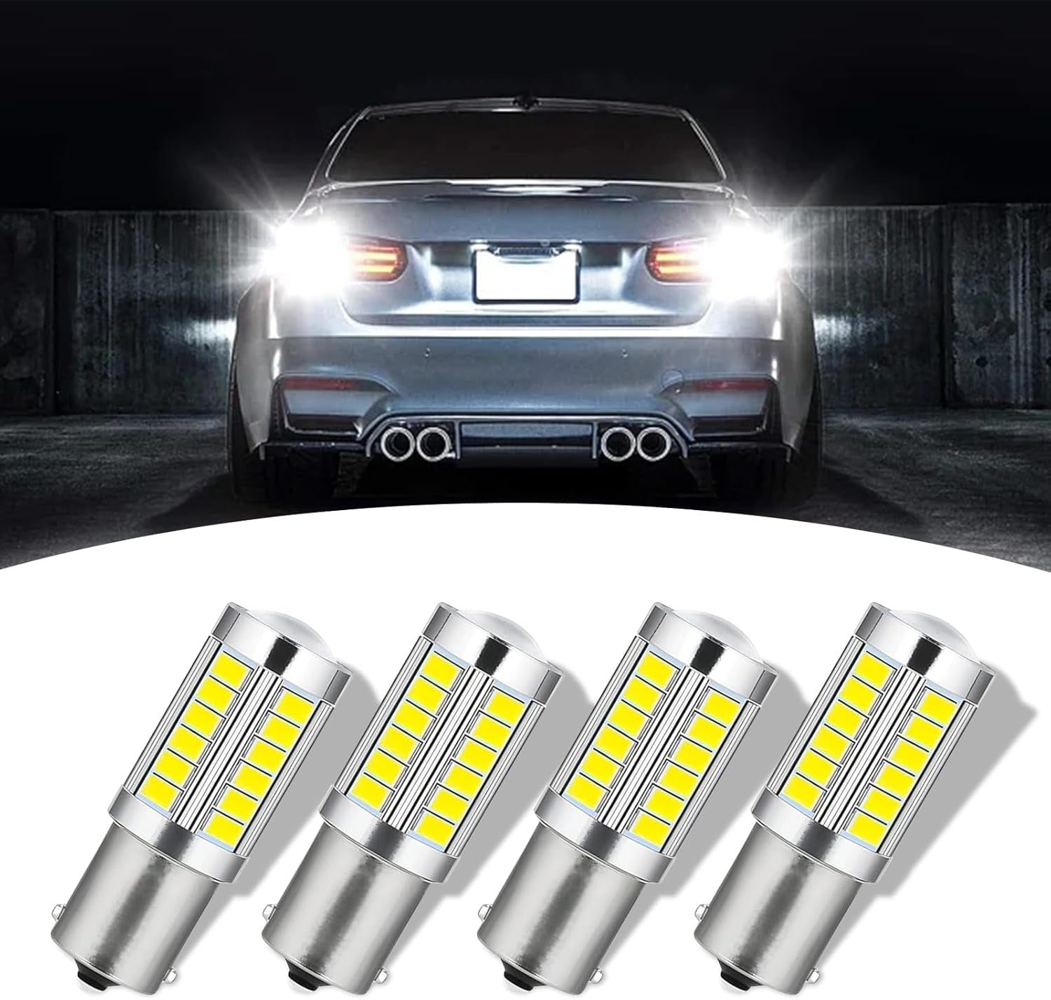 Pack-4 Car LED Reversing Light, 12V 33SMD Super Bright Waterproof ...