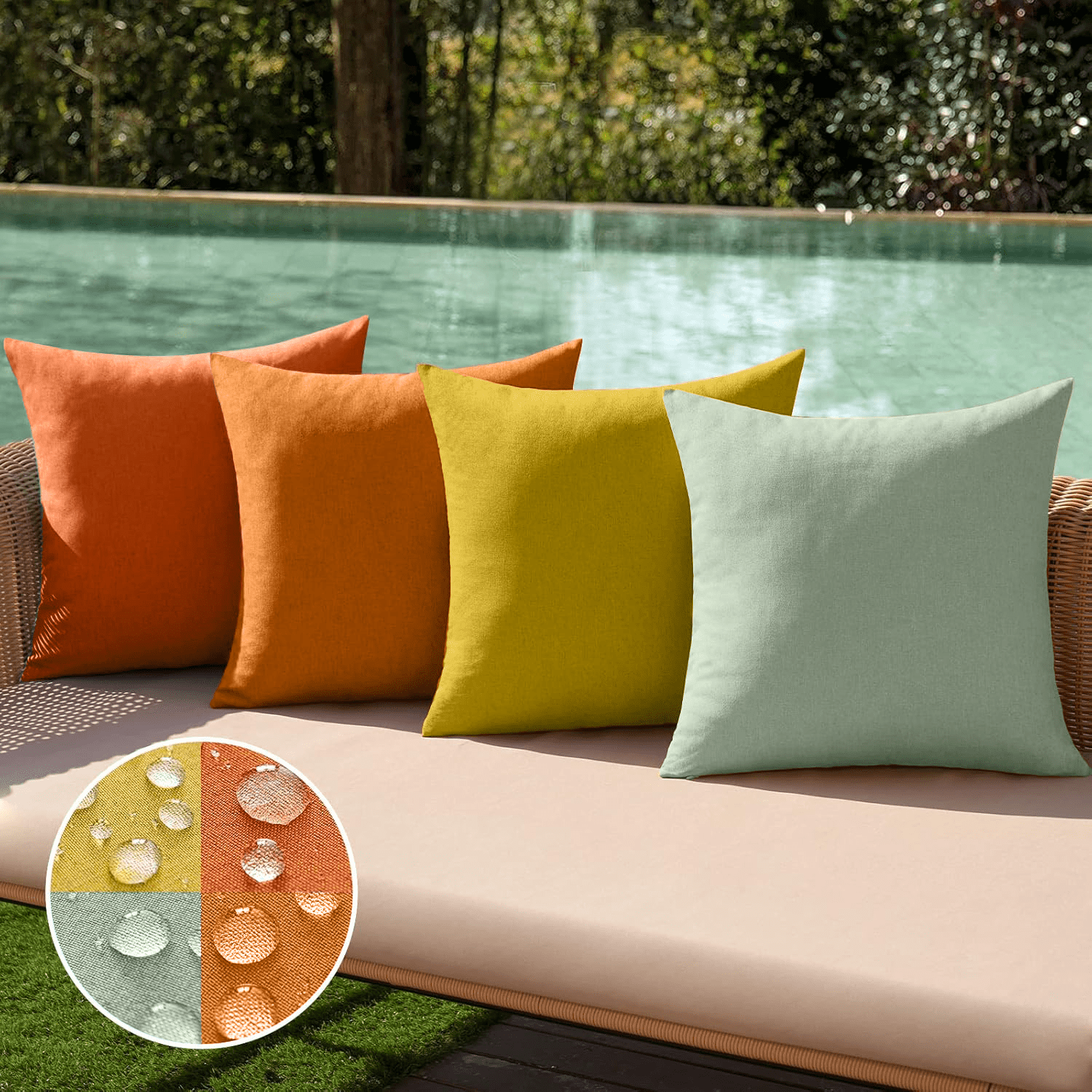 SANMADROLA Pack of 4 Decorative Outdoor Throw Pillow Covers Linen ...