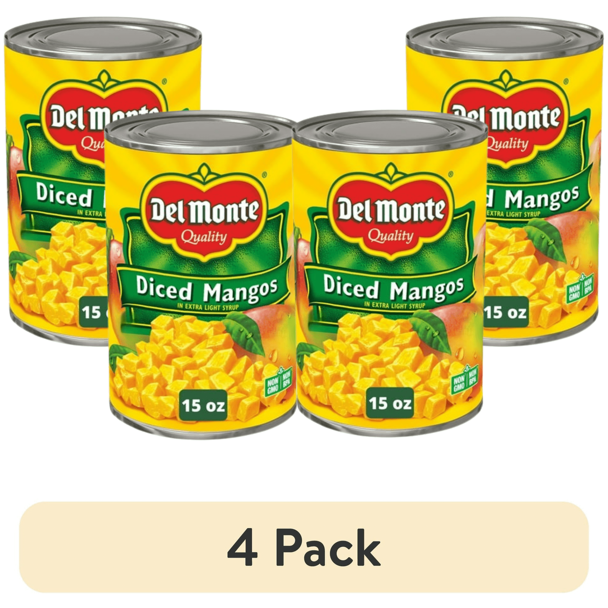 (Pack of 4) Del Monte Diced Mango in Extra Light Syrup, 15 oz Cans ...