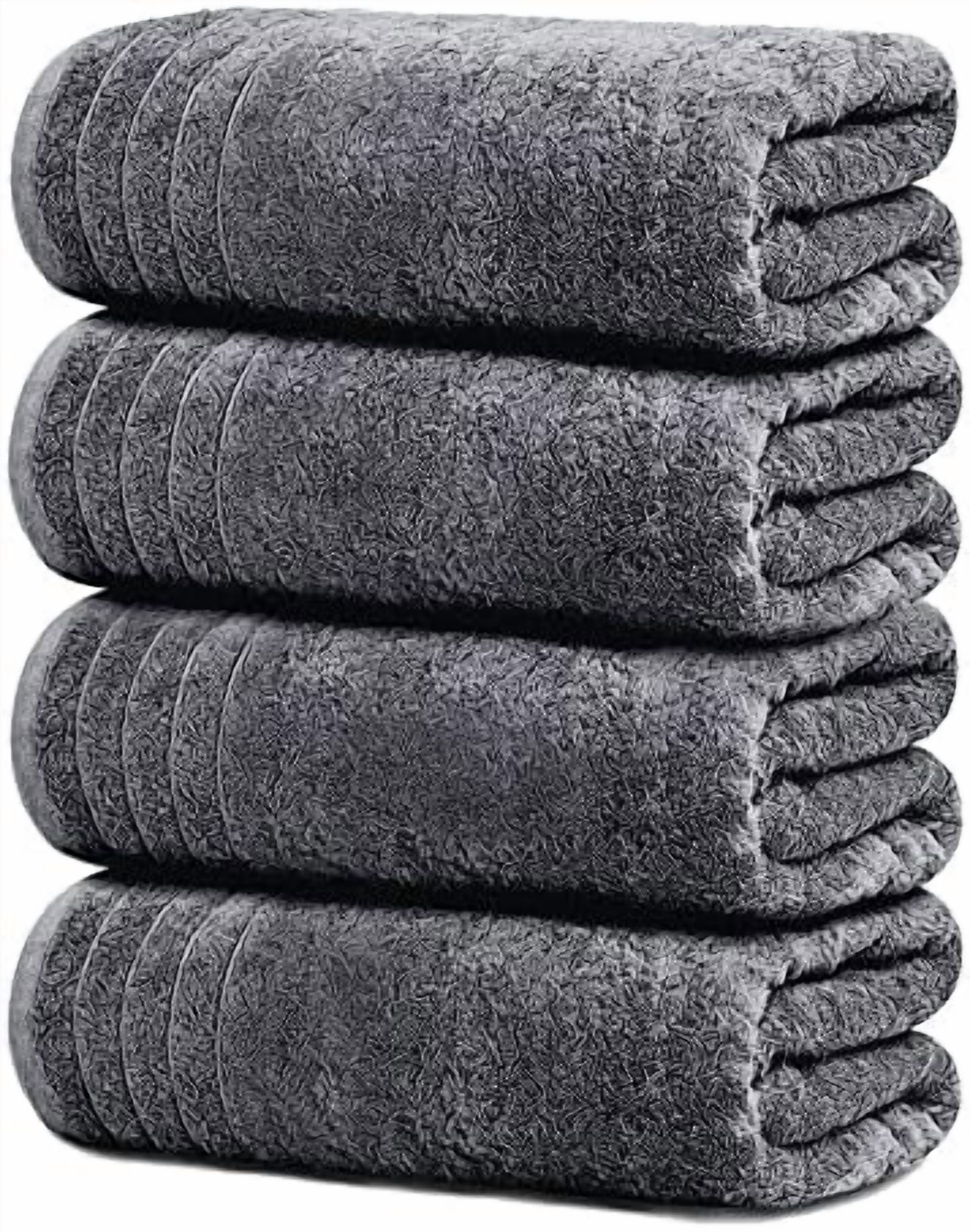 Pack of 4 Extra Large Bath Towels 30 x 60 Inches, 100% Cotton, Larger ...
