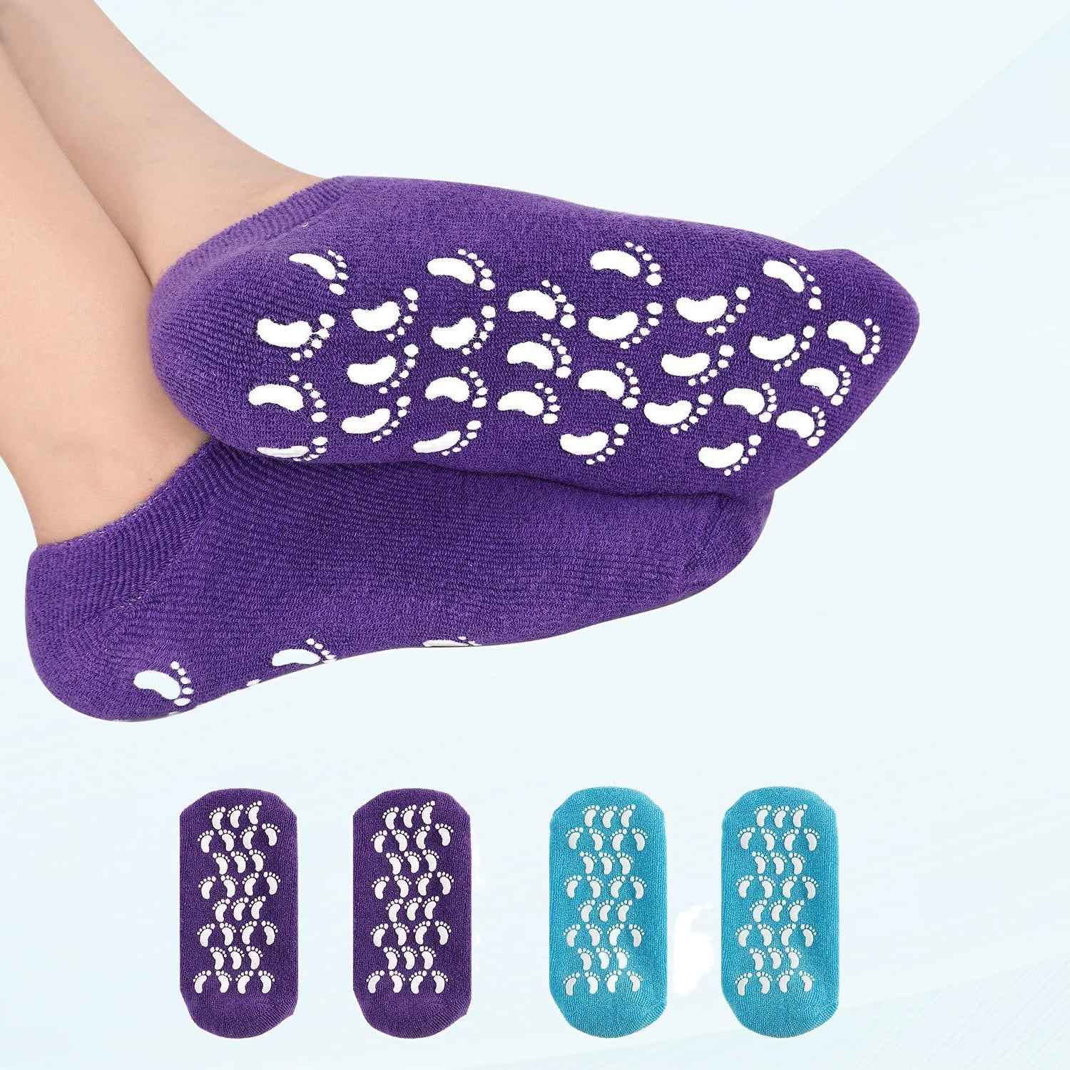 (Pack of 4) Heel Spa Socks, Moisturizing Socks, Soft Gel Socks Lined ...