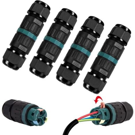Pack of 4 IP68 Waterproof Electrical Connector - 3-Pin Waterproof ...