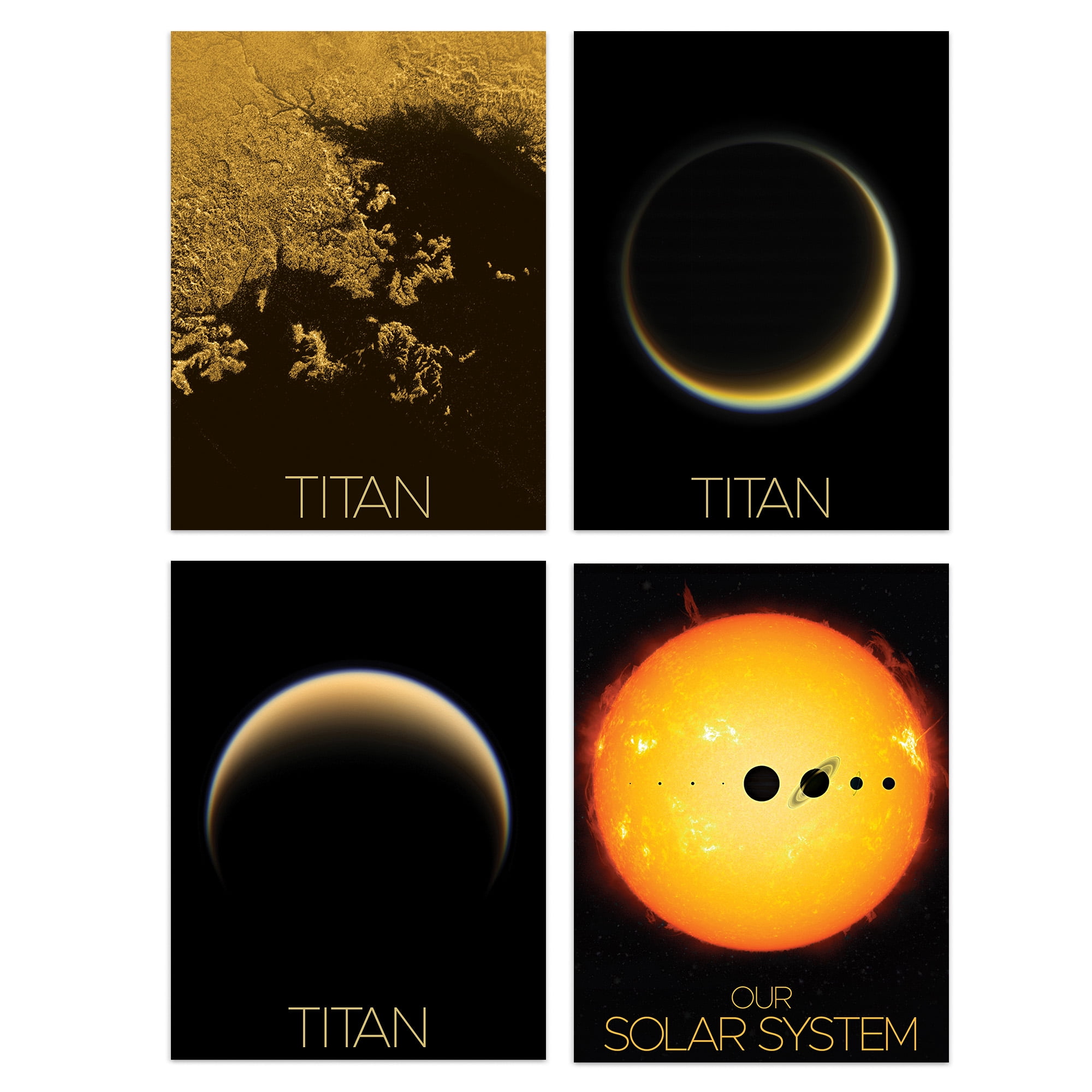 Pack of 4 NASA Our Solar System The Sun and Saturn's Moon Titan Images ...