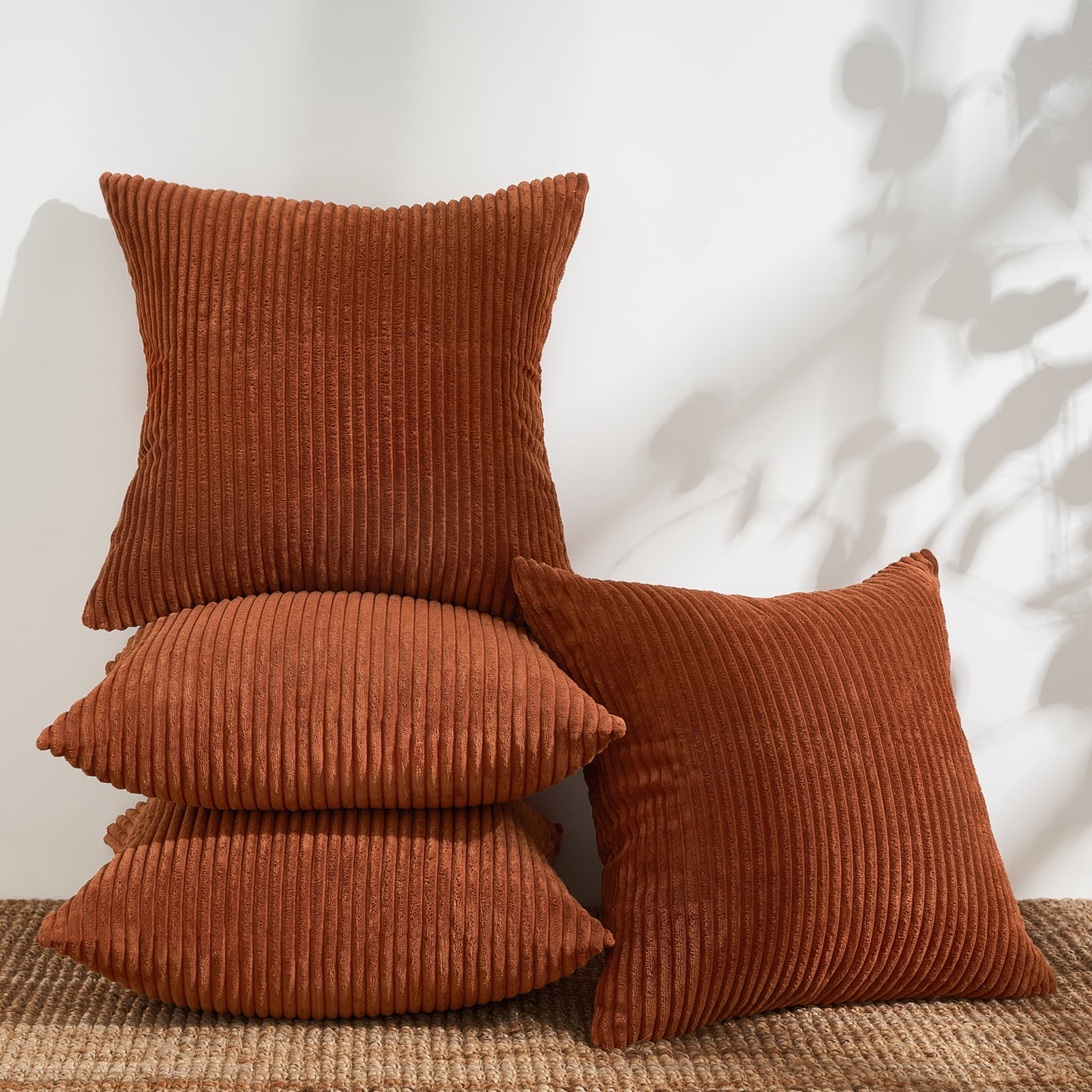Top Finel 18x18 Country Decorative Pillow Covers, Soft Corduroy Solid ...