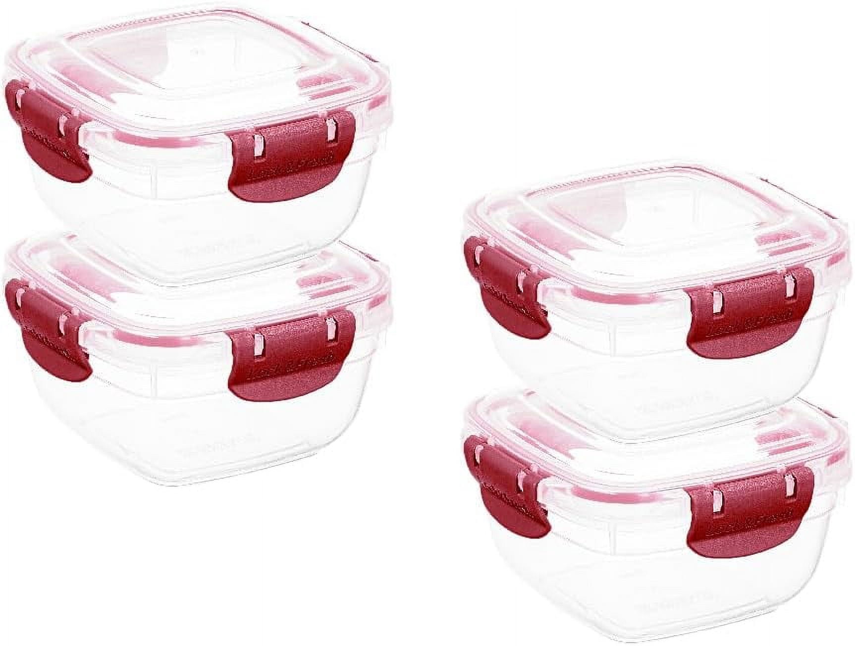 Pack of 4 Plastic Food Storage Containers with Airtight Lids for ...
