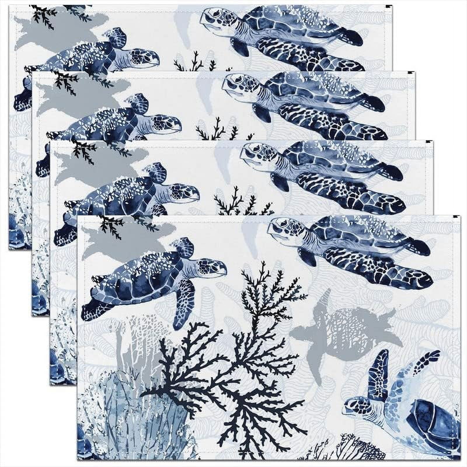 Pack of 4 Retro Sea Turtle Indoor Outdoor Kitchen Dinner Party Decor ...
