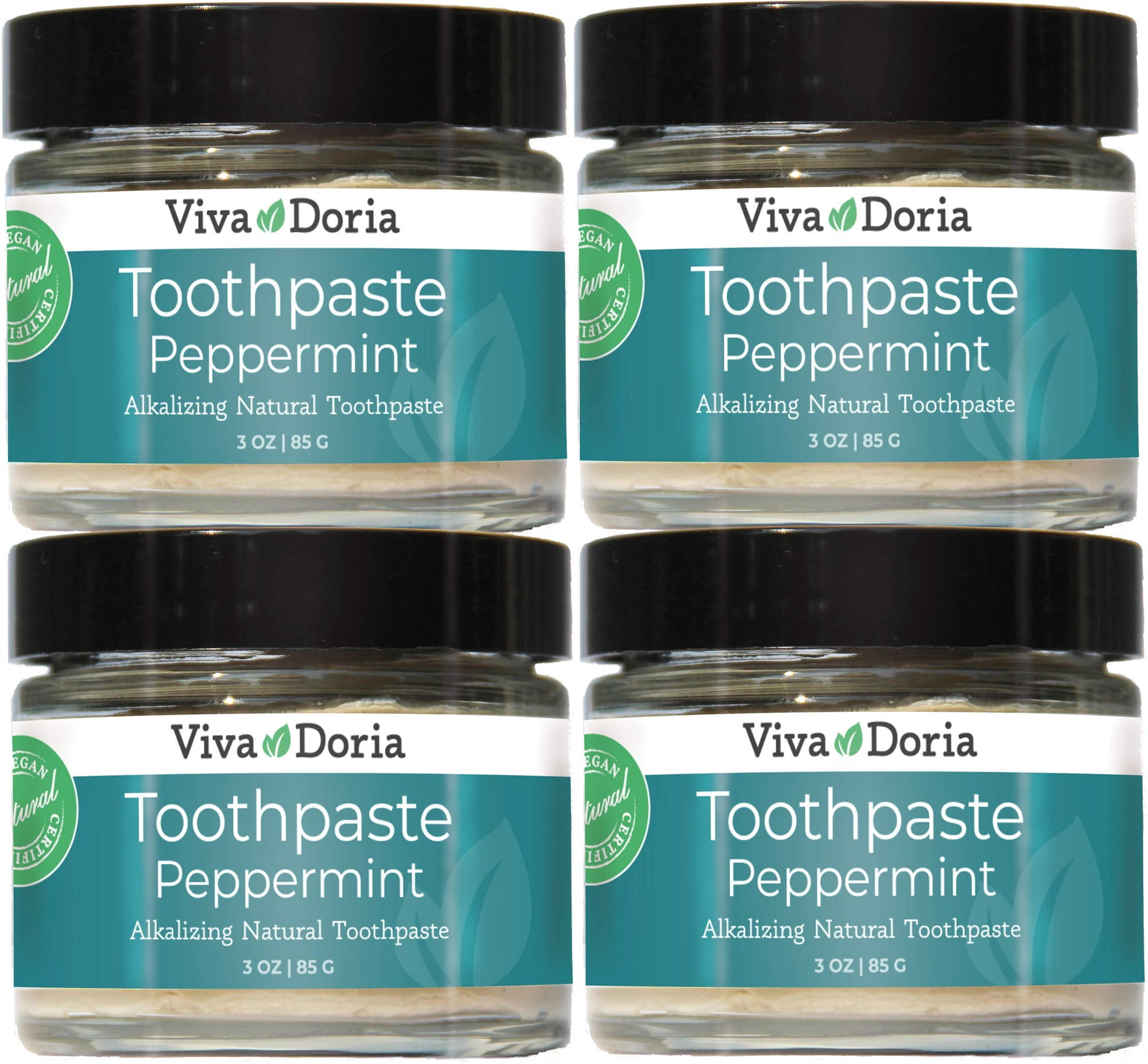 Pack of 4 Viva OIF8 Doria Fluoride Free Natural Toothpaste - Peppermint ...