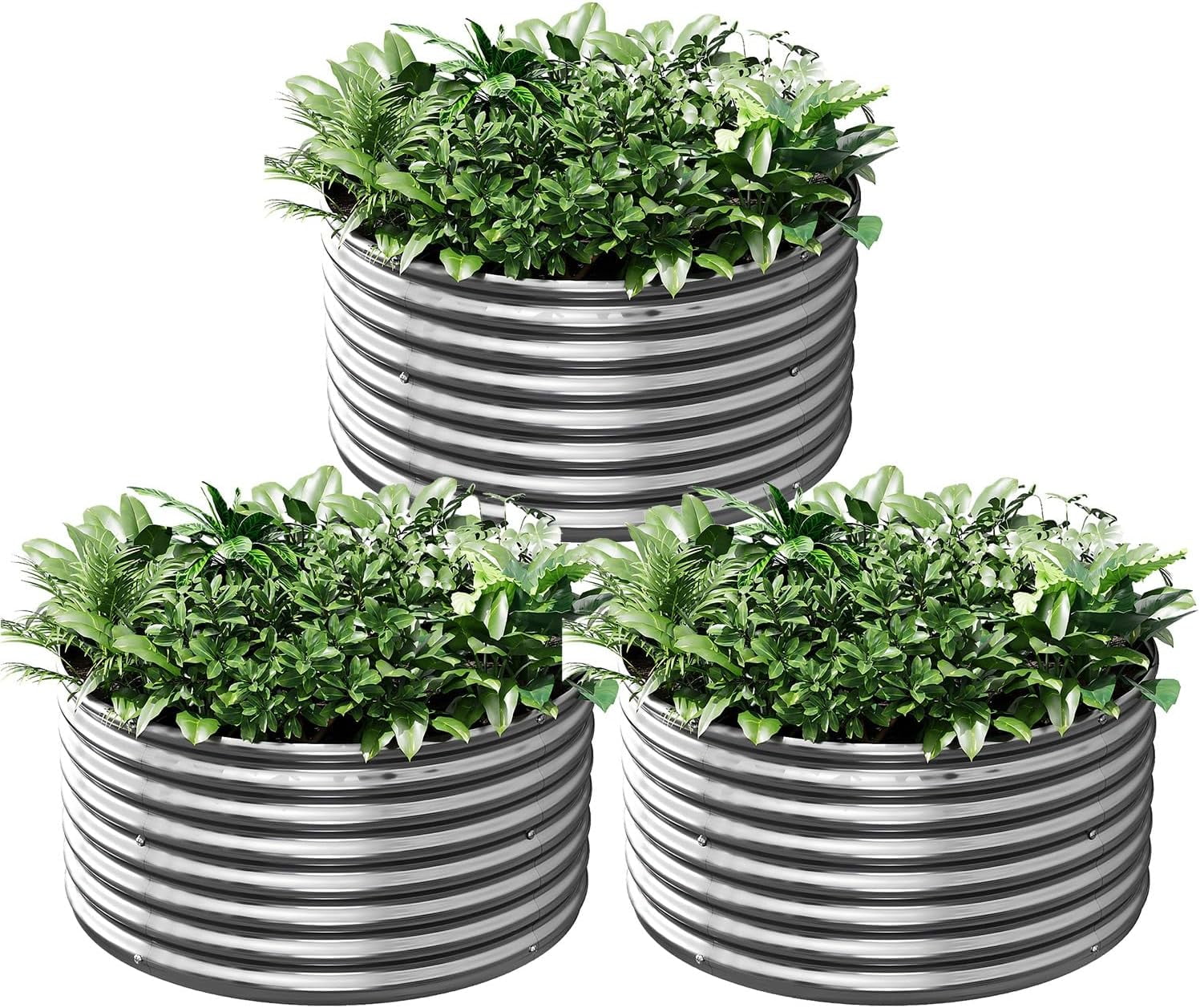 Pack 40x40 inch Tall Round Galvanized Raised Garden Bed Outdoor,Metal ...