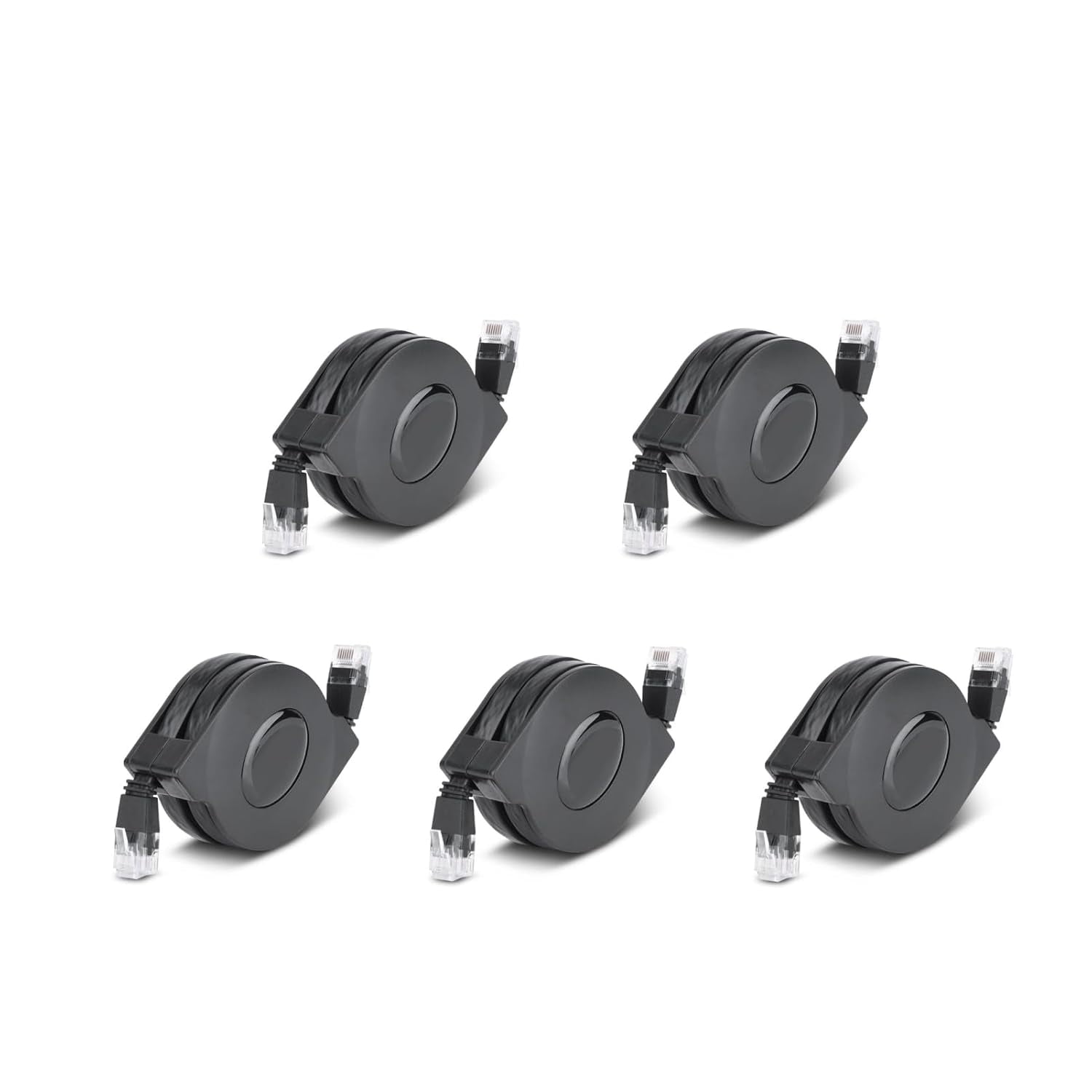 [Pack of 5] 2m / 6.6ft Retractable CAT 6 Ethernet Cable, 1000MbPs ...
