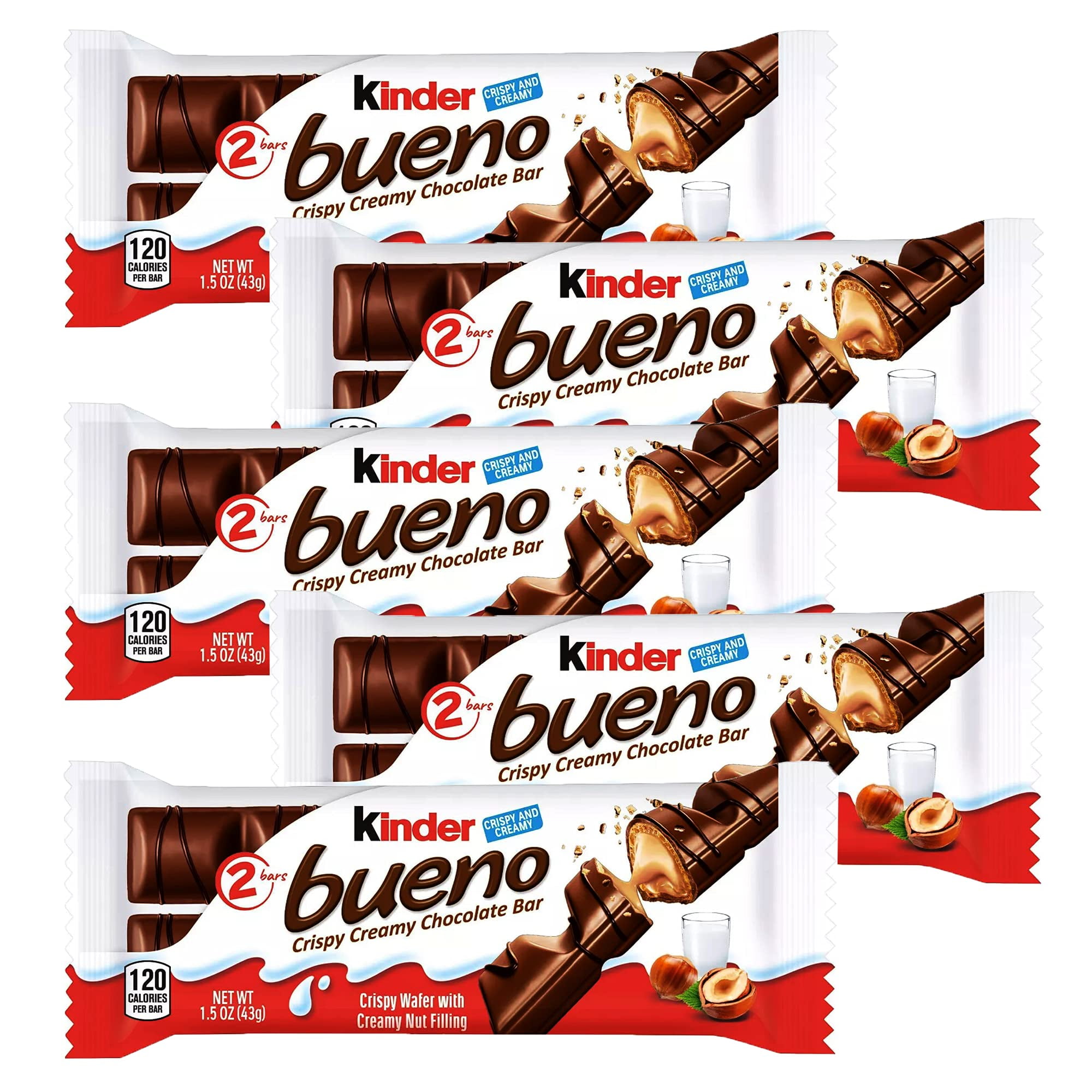 (Pack of 5) Kinder Bueno Crispy Creamy Chocolate Bar-Crispy Wafer with ...