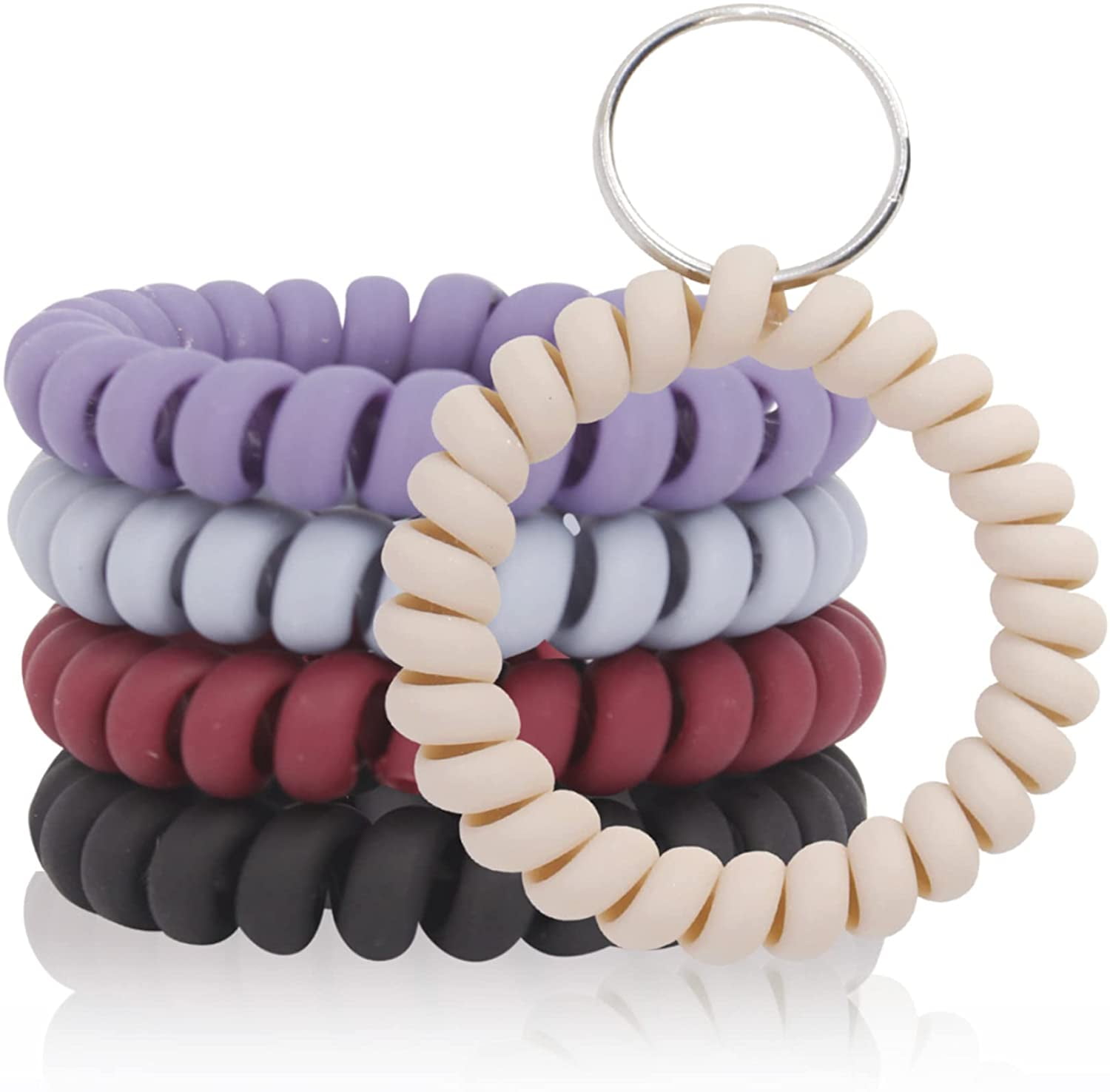 Pack of 5 Mix Color Plastic Coil Wrist Coil Stretch Wristband Elastic ...