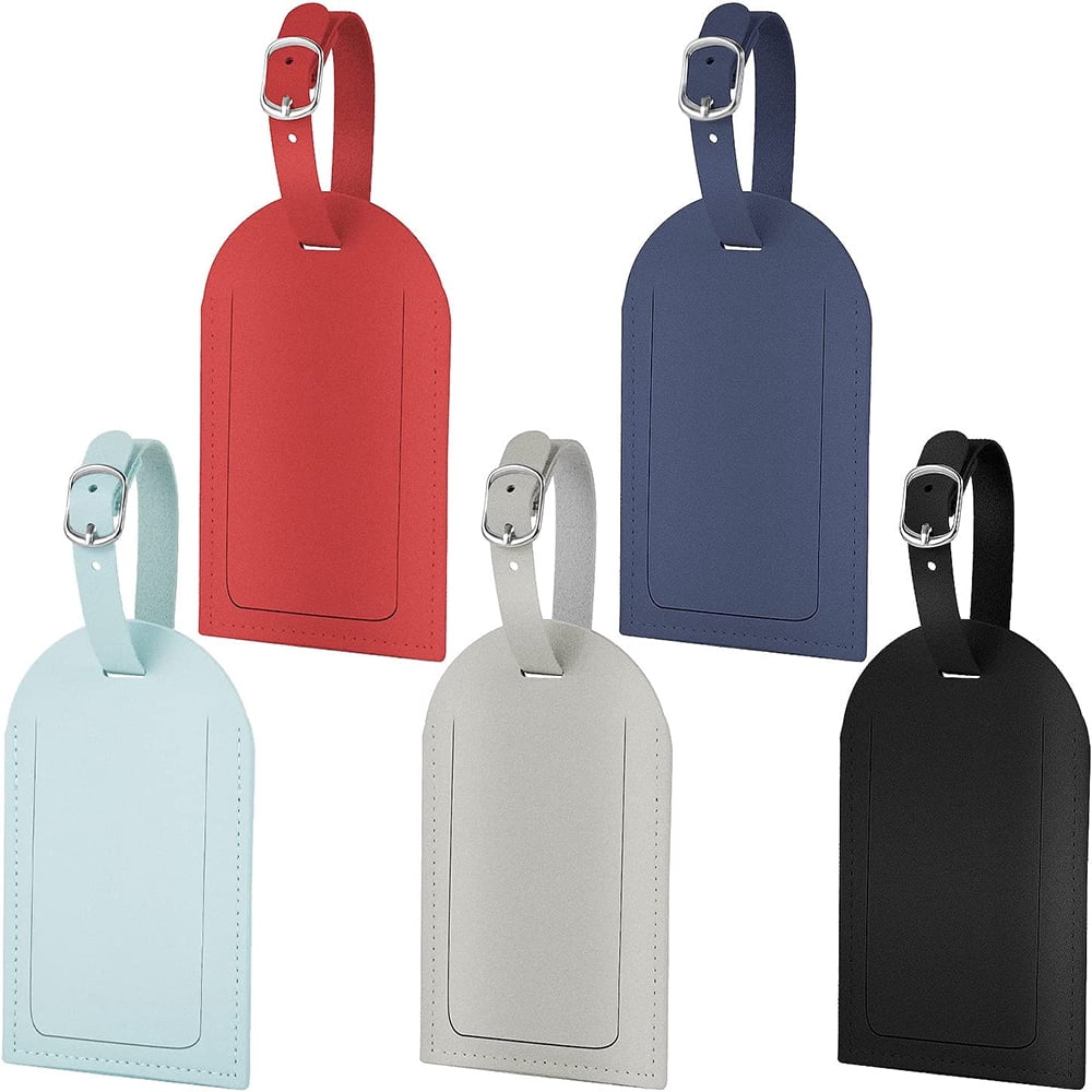 Pack of 5 luggage tags with address tags, faux leather luggage tags ...