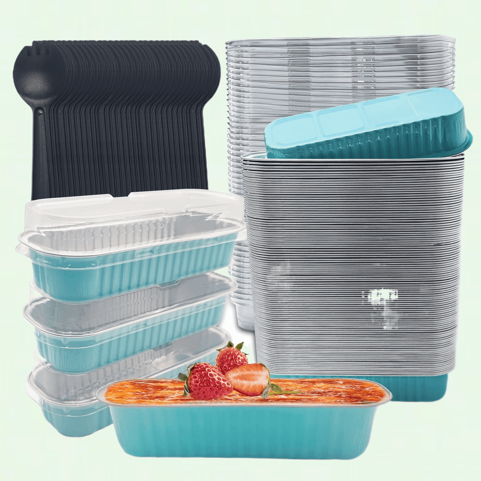 Pack of 50 Aluminum Foil Mini Loaf Pans with Lids, 6.8 oz Rectangular ...