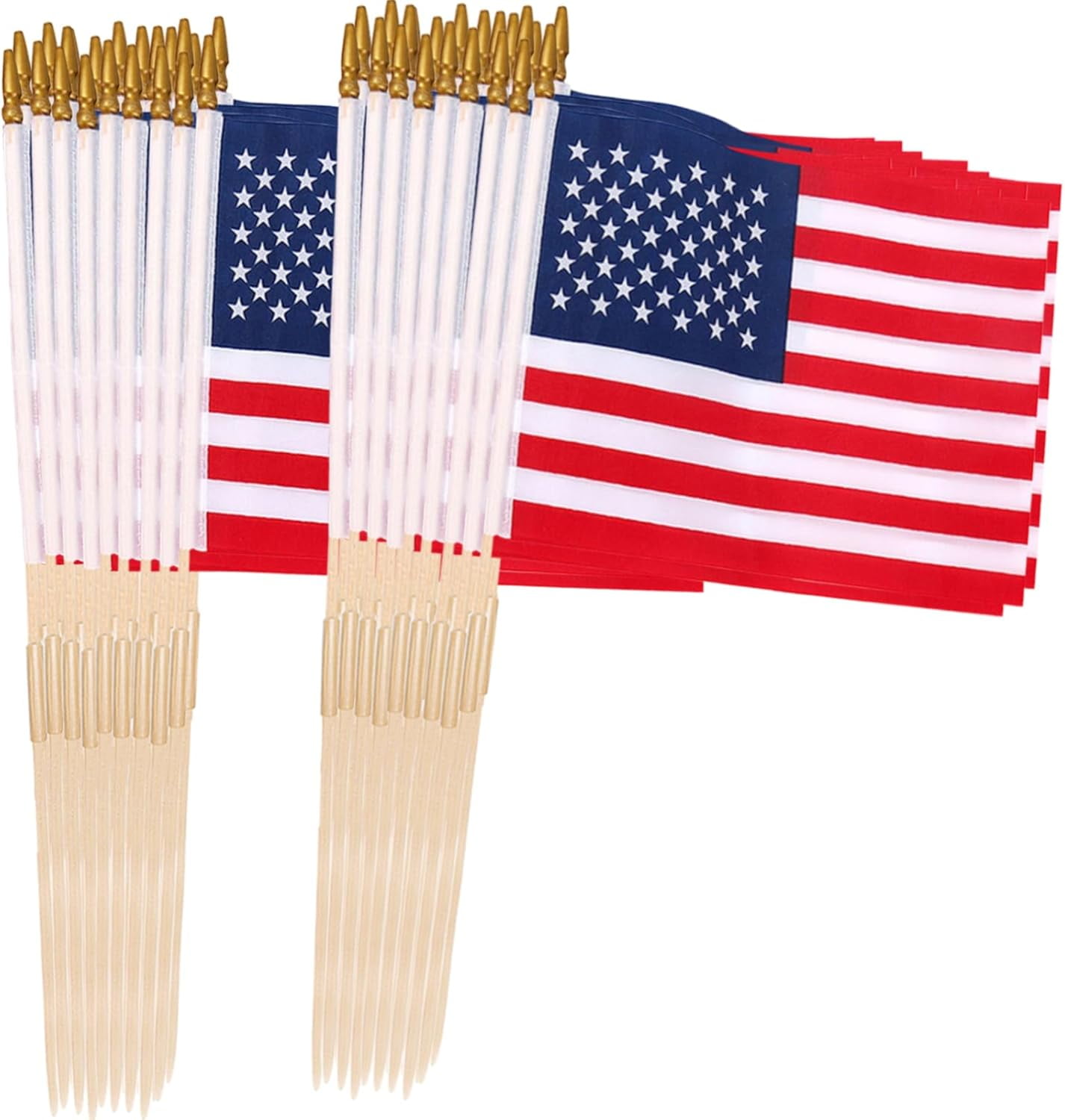Pack of 50 American Flags with wood Stick, 12x18 Inch US Flags/American ...